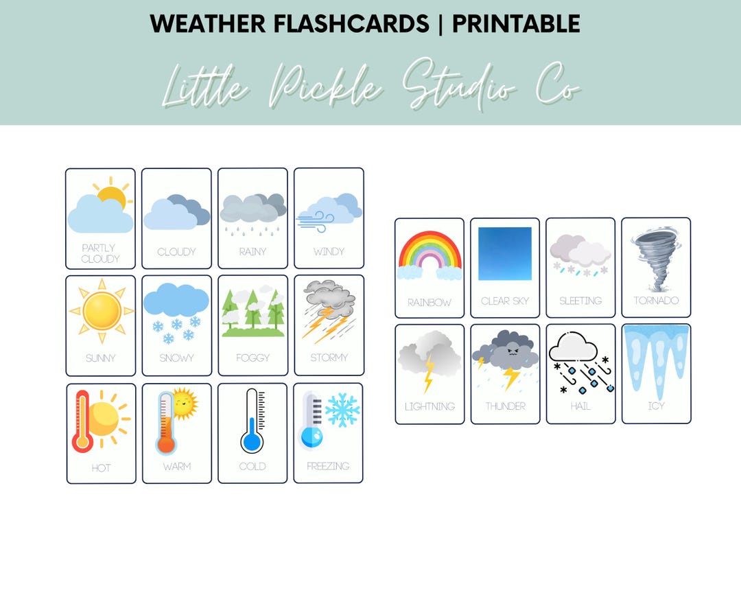 Weather Flashcards for Kids | Printable Preschool Learning | Science ...