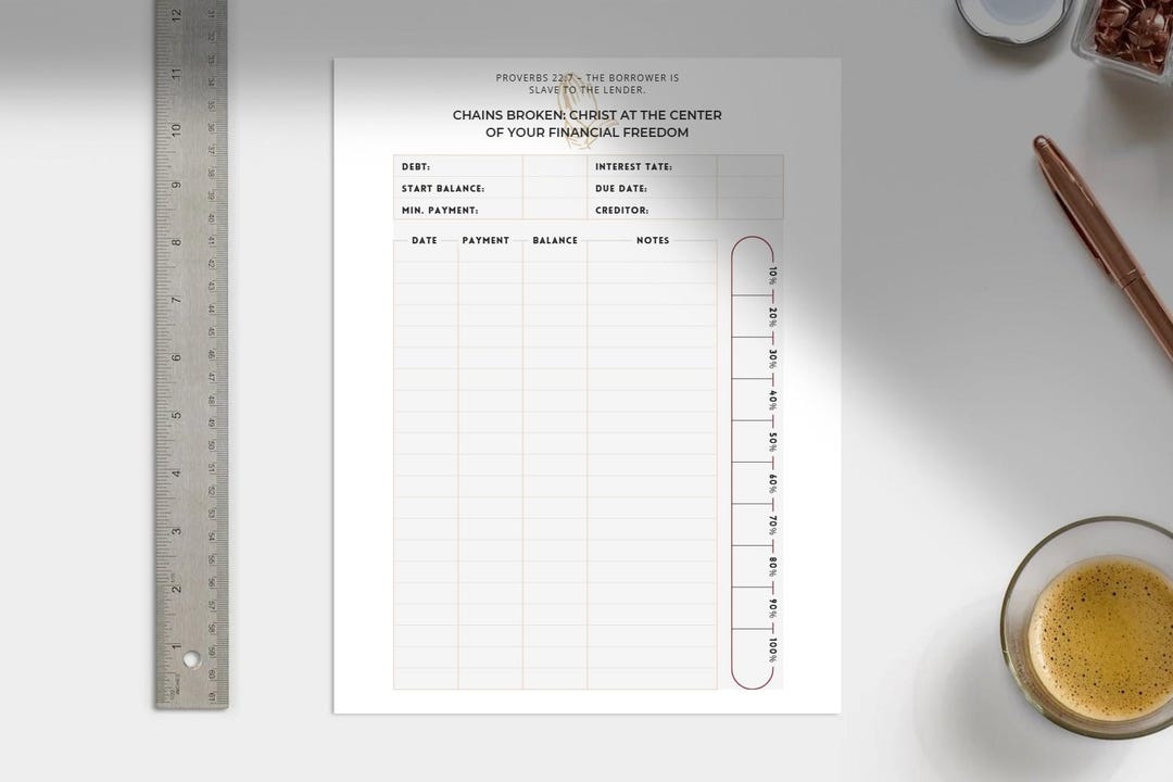 Biblical Debt Payoff Tracker PDF + Excel | Christian Budget Sheet With ...