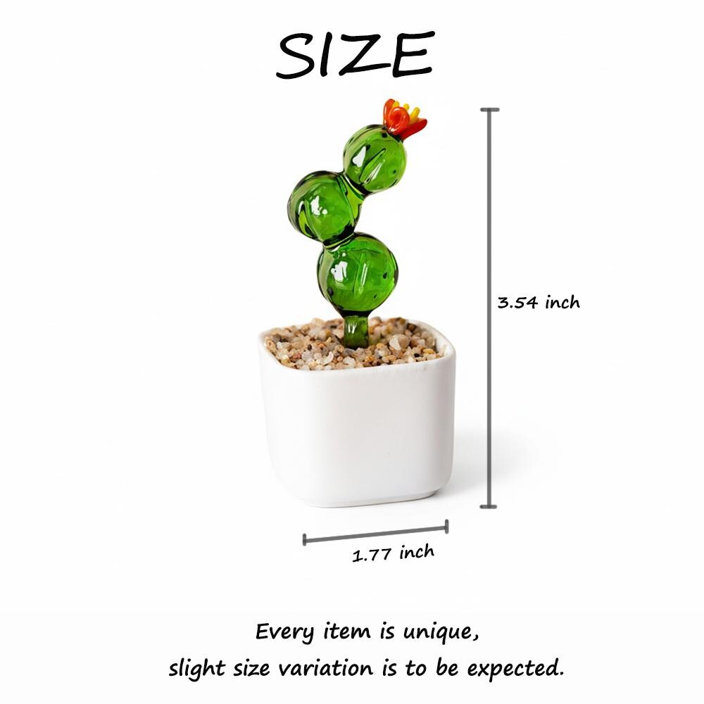 Glass Cactus Figurine, Hand Blown Plant, Handmade Glass Potted Plants ...