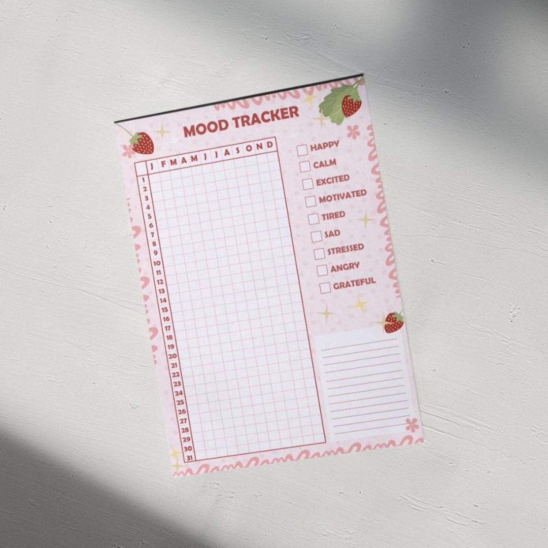 Personalized Strawberry Mood Tracker | Printable Bullet Journal Insert ...