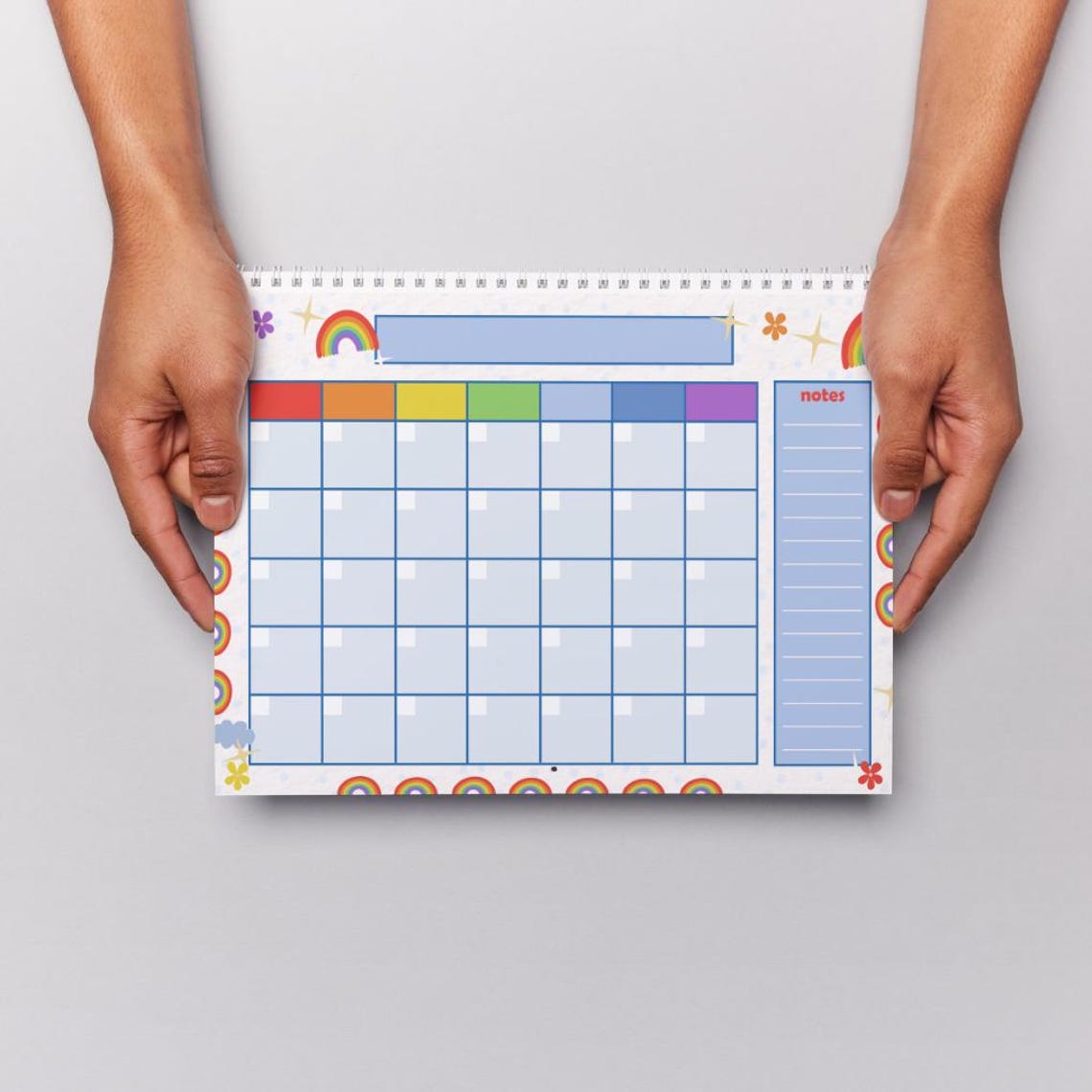 Personalized Rainbow Monthly Calendar – Printable Undated Planner ...