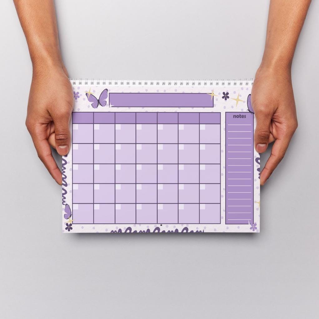 Purple Butterfly Monthly Calendar – Cute Pastel Planner (digital ...