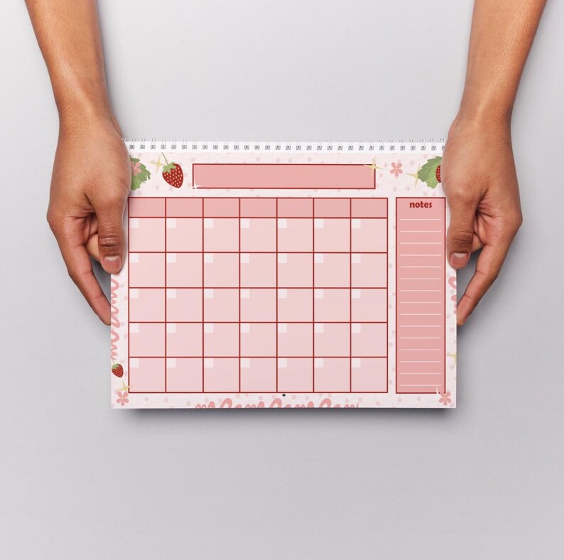 Personalized Strawberry Monthly Calendar – Printable Undated Planner ...