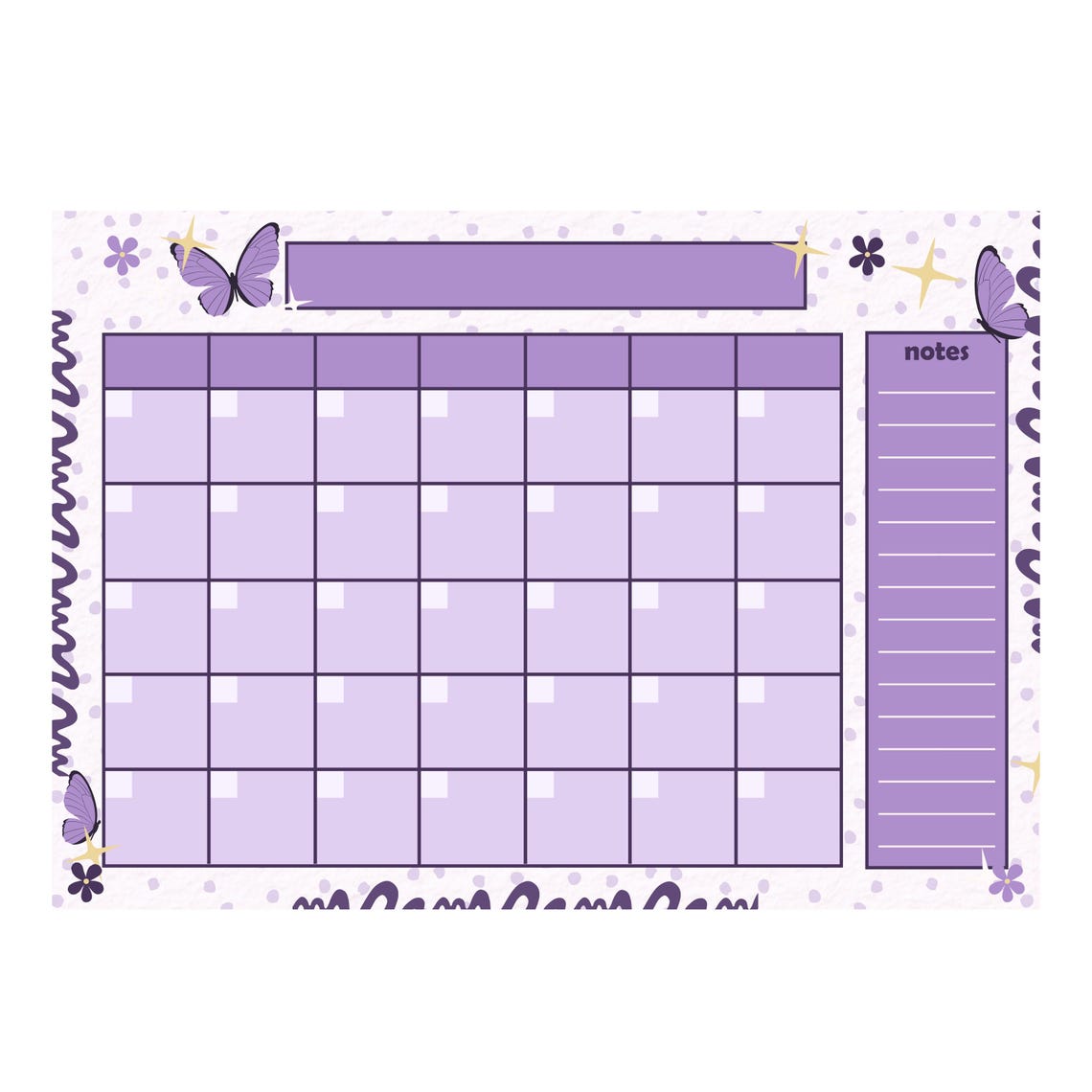 Purple Butterfly Monthly Calendar – Cute Pastel Planner (digital ...