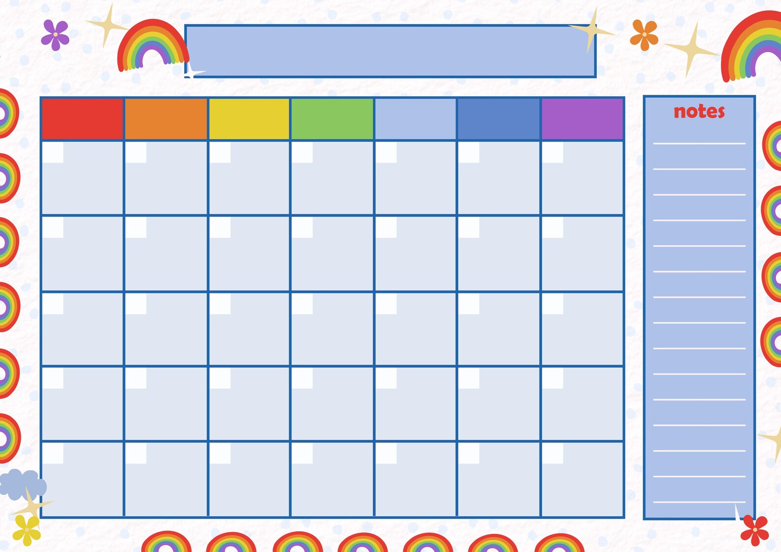 Personalized Rainbow Monthly Calendar – Printable Undated Planner ...