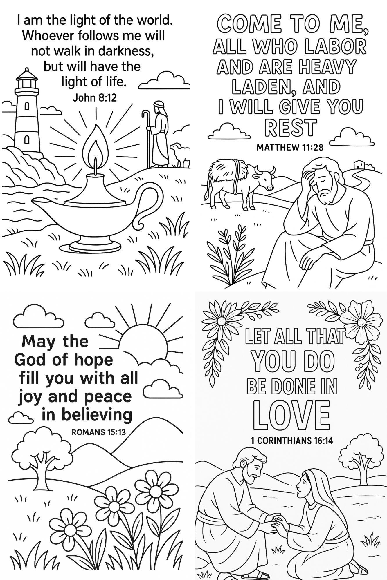 25 Bible Verse Coloring Pages - Etsy