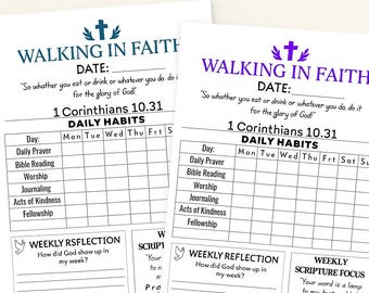 Faith Habit Tracker | Weekly Christian Printable | Prayer, Worship ...