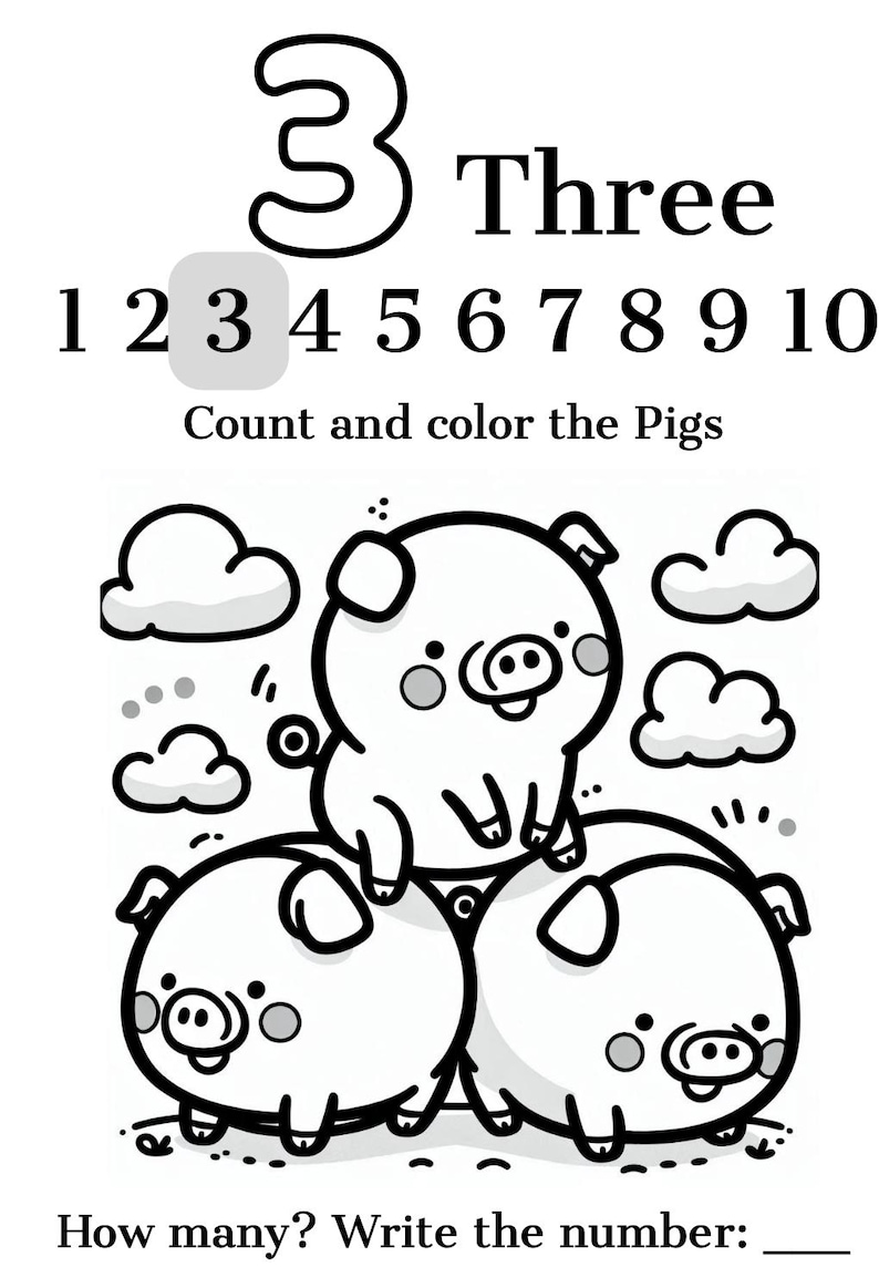 Count and Color: Farm Animals – Numbers 1 to 10 | Printable Preschool ...