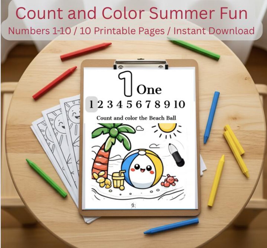 Count & Color: Summer Fun – Numbers 1 to 10 | Printable Preschool ...