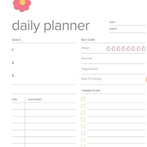 Daily Plan Editable Self-care Journal| Digital Download| Wellness ...