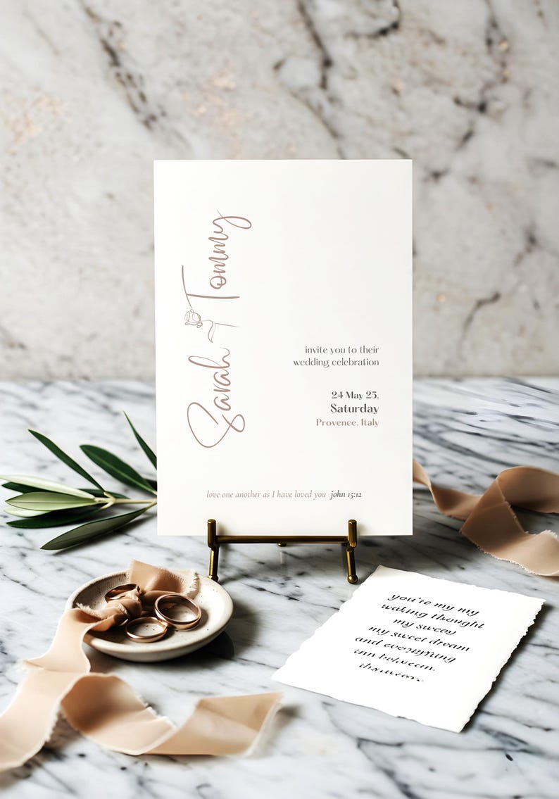 Elegant Rose Bible Verse Wedding Invitation Template (digital Download ...