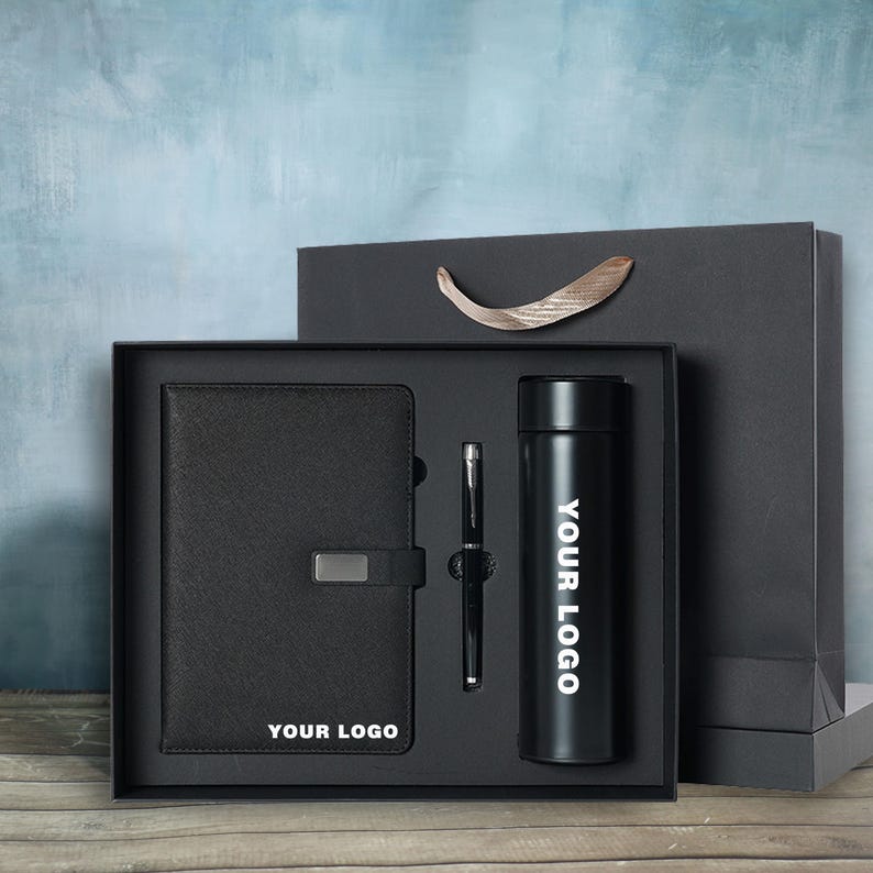Custom Business Logo Notebook Gift Set – Personalized Corporate Journal ...
