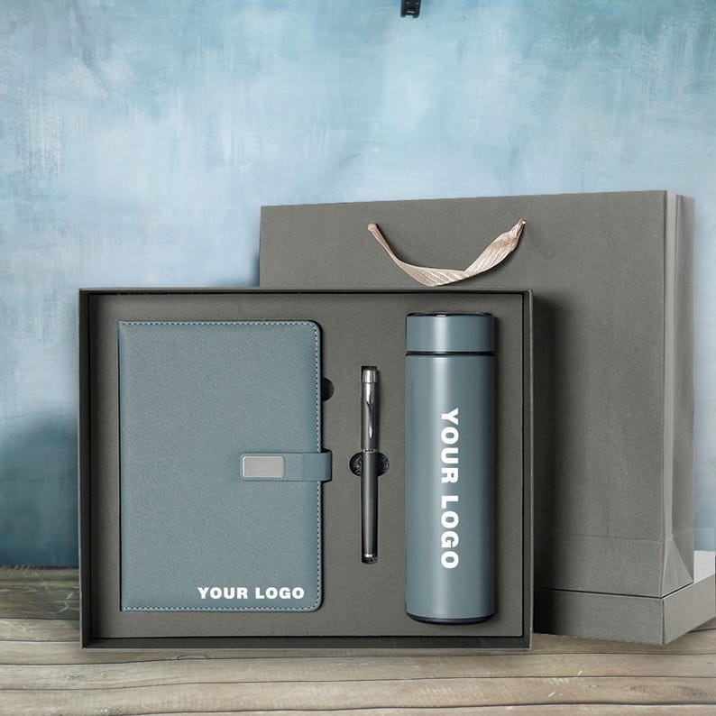 Custom Business Logo Notebook Gift Set – Personalized Corporate Journal ...