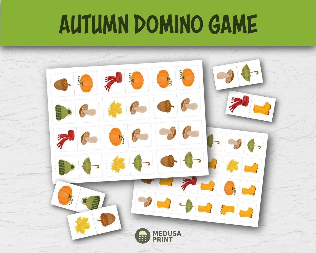 Fall Domino Game for Kids: Printable Autumn Matching Activity (PDF ...