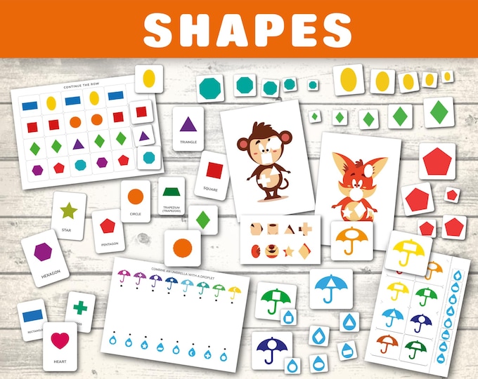 Montessori Printable Shapes Flash Cards. Preschool Matching Activity ...