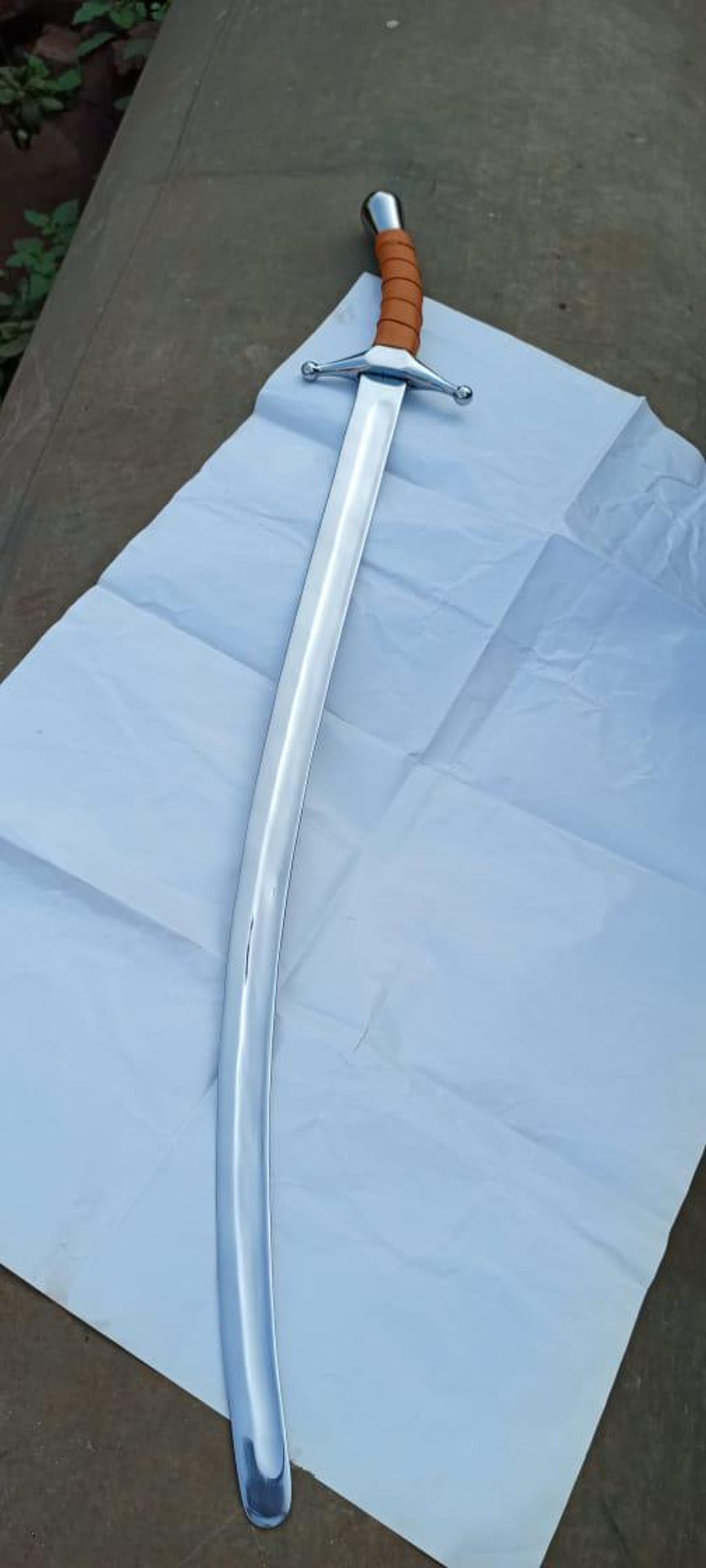 Hand-forged Medieval Saber High Carbon Steel LARP Sword With Leather ...