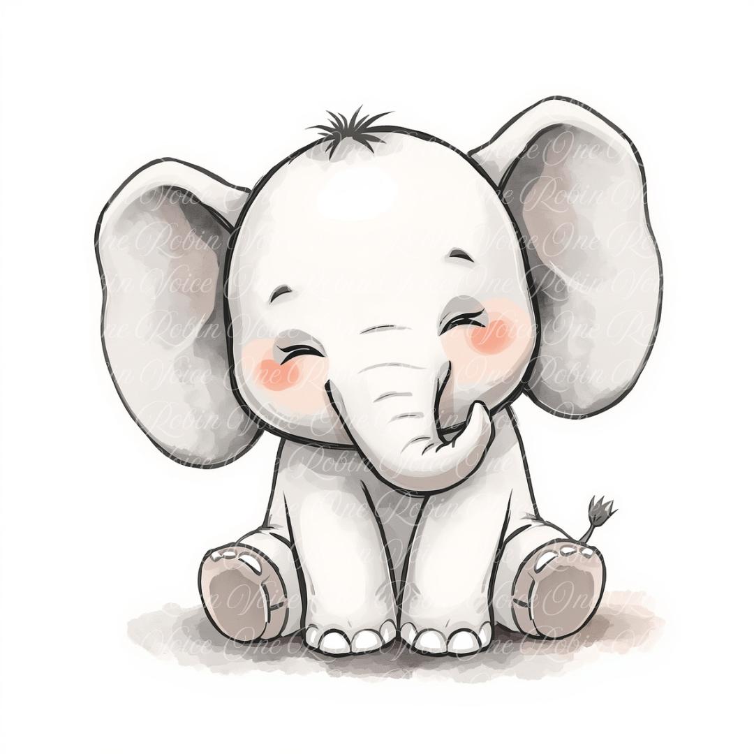 Cute Elephant Clipart | Kawaii Elephant Digital Download | Sublimation ...