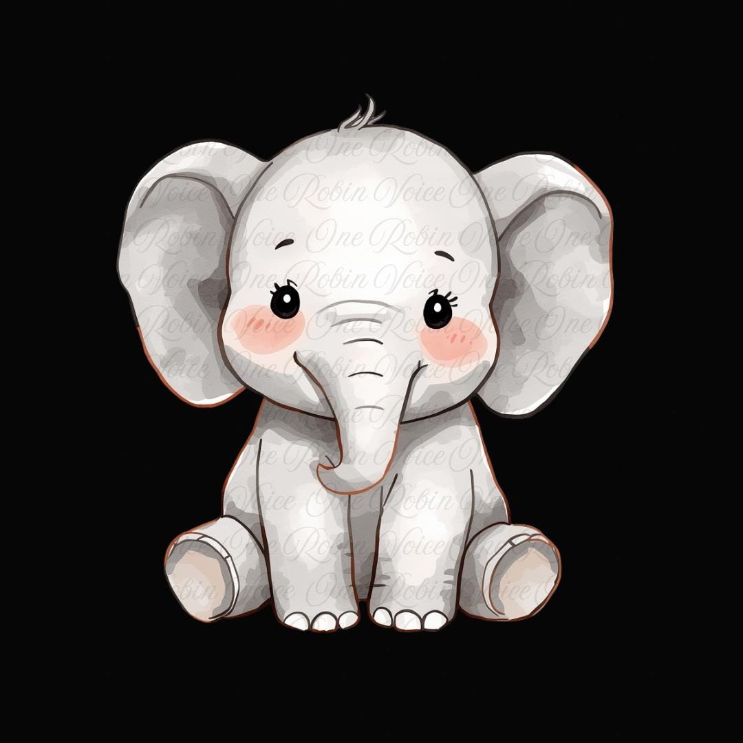 Cute Elephant Clipart | Kawaii Elephant Digital Download | Sublimation ...