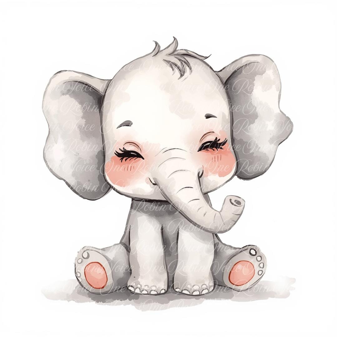 Cute Elephant Clipart | Kawaii Elephant Digital Download | Sublimation ...