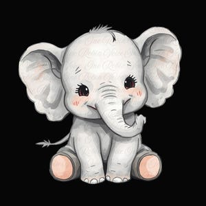 Cute Elephant Clipart | Kawaii Elephant Digital Download | Sublimation ...