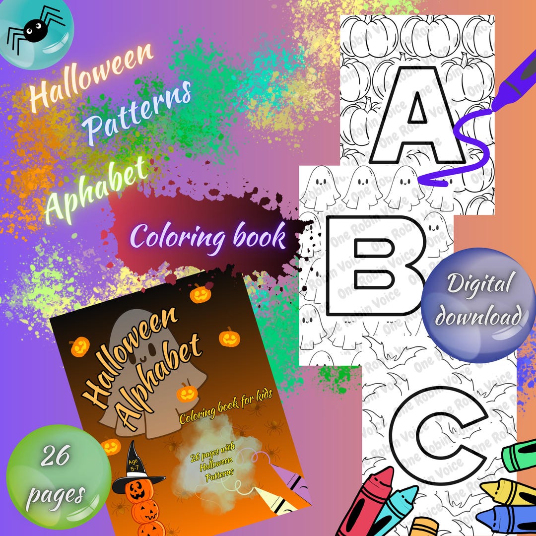Halloween Alphabet Coloring Book: Printable A-Z Letters (digital ...