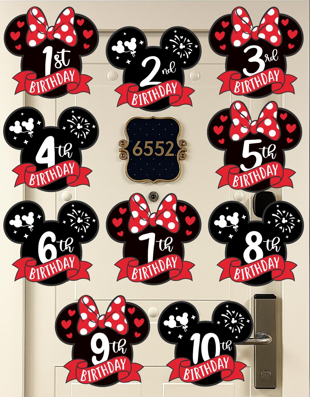 Personalized Minnie Mouse Birthday Fridge Magnet, Mickey Head Custom ...