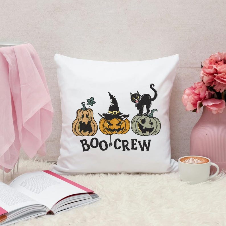 Boo Crew Embroidery Design: Witch Hat, Cat, Jack O'lantern (EMB DGT DST ...