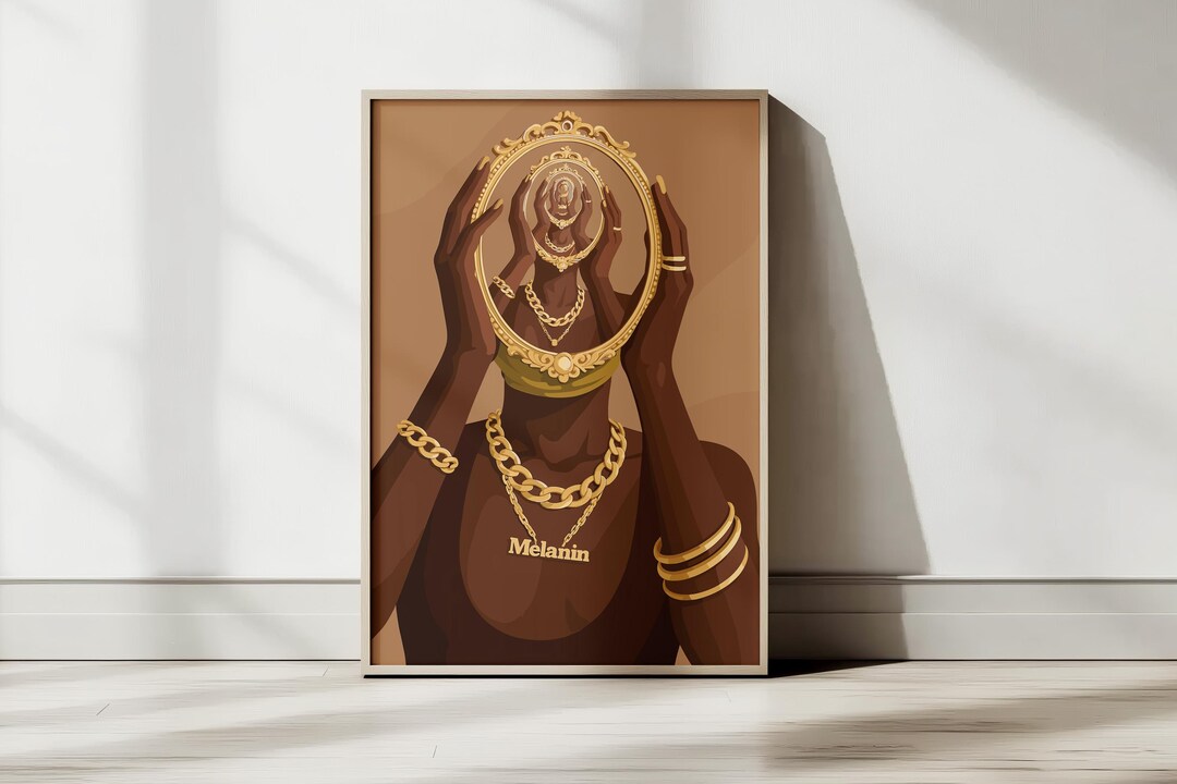 Black Queen Art Print: Melanin Magic, Afrocentric Woman (digital ...