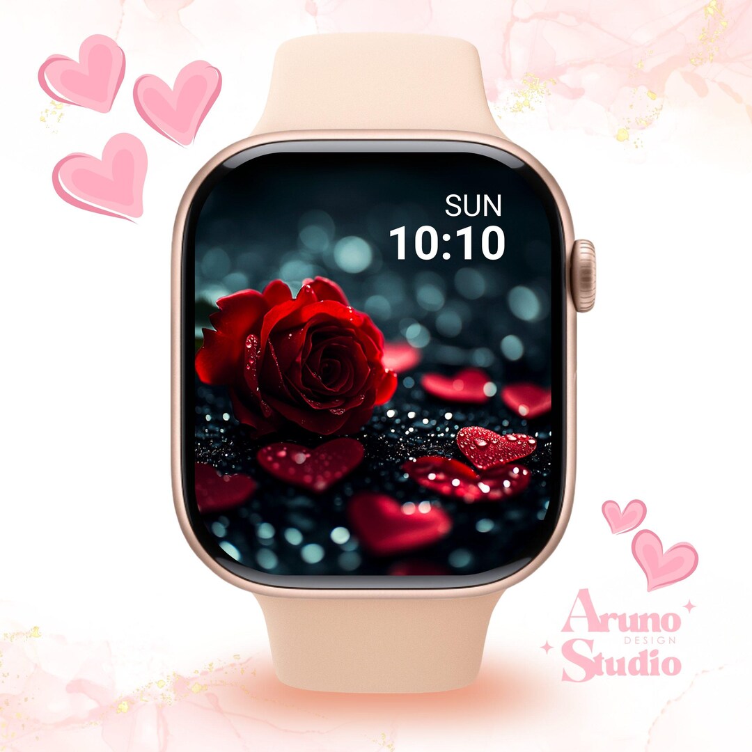 Red Rose Heart Apple Watch Wallpaper: Dark Romantic Art, Valentines Day ...