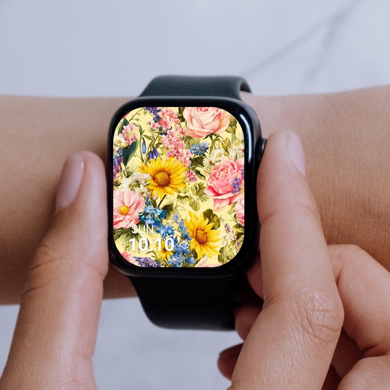 Floral Apple Watch Wallpaper: Spring Watch Face, Botanical Flower Art ...