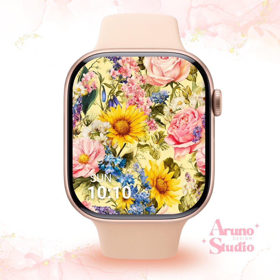 Floral Apple Watch Wallpaper: Spring Watch Face, Botanical Flower Art ...