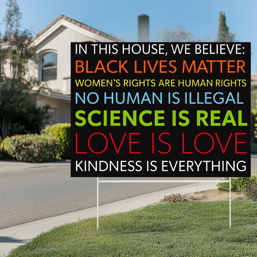 In This House We Believe Sign – 23in X 17in Weatherproof Yard Sign With ...