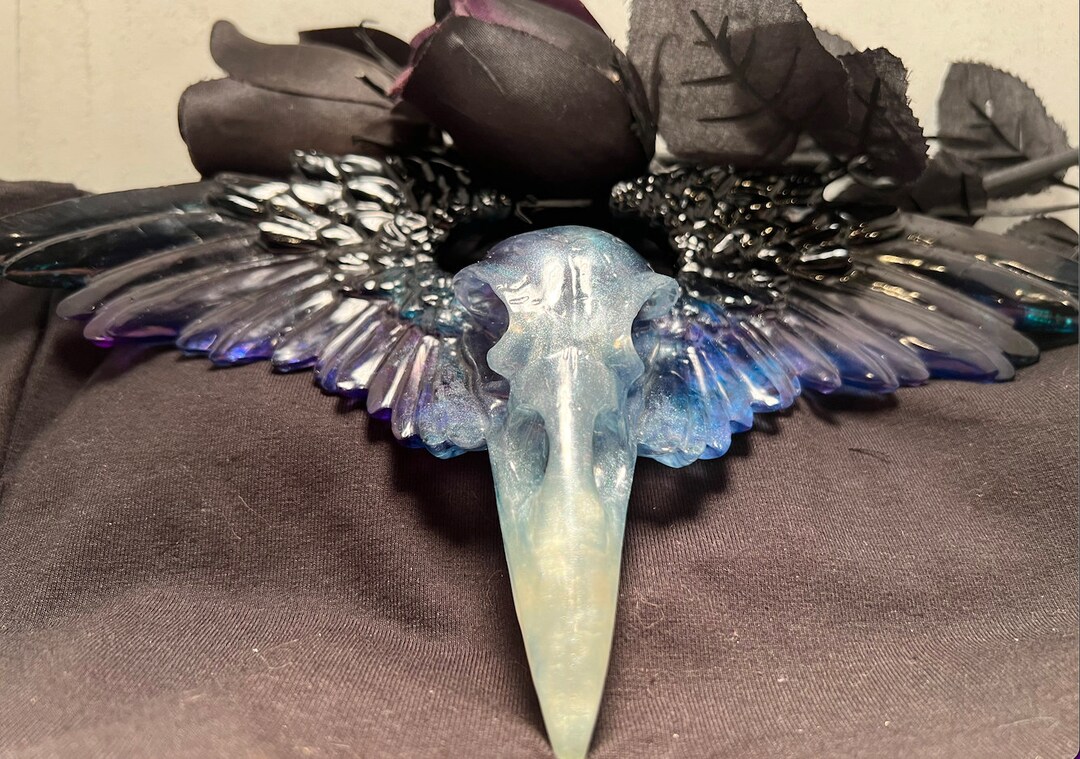 Raven Crow With Wings Turquoise Blue Green and Purple Wall or Table ...