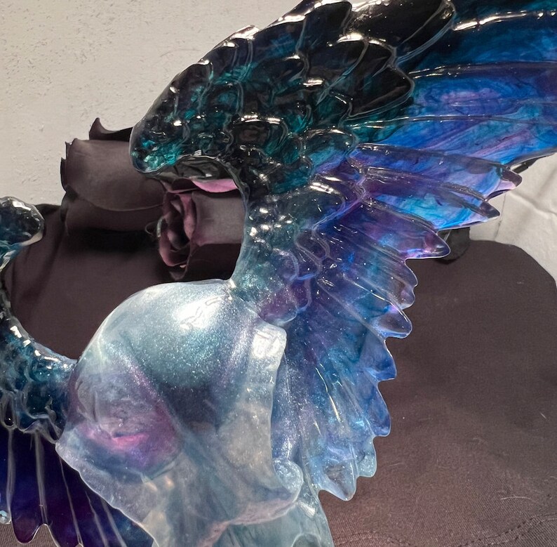 Raven Crow With Wings Turquoise Blue Green and Purple Wall or Table ...