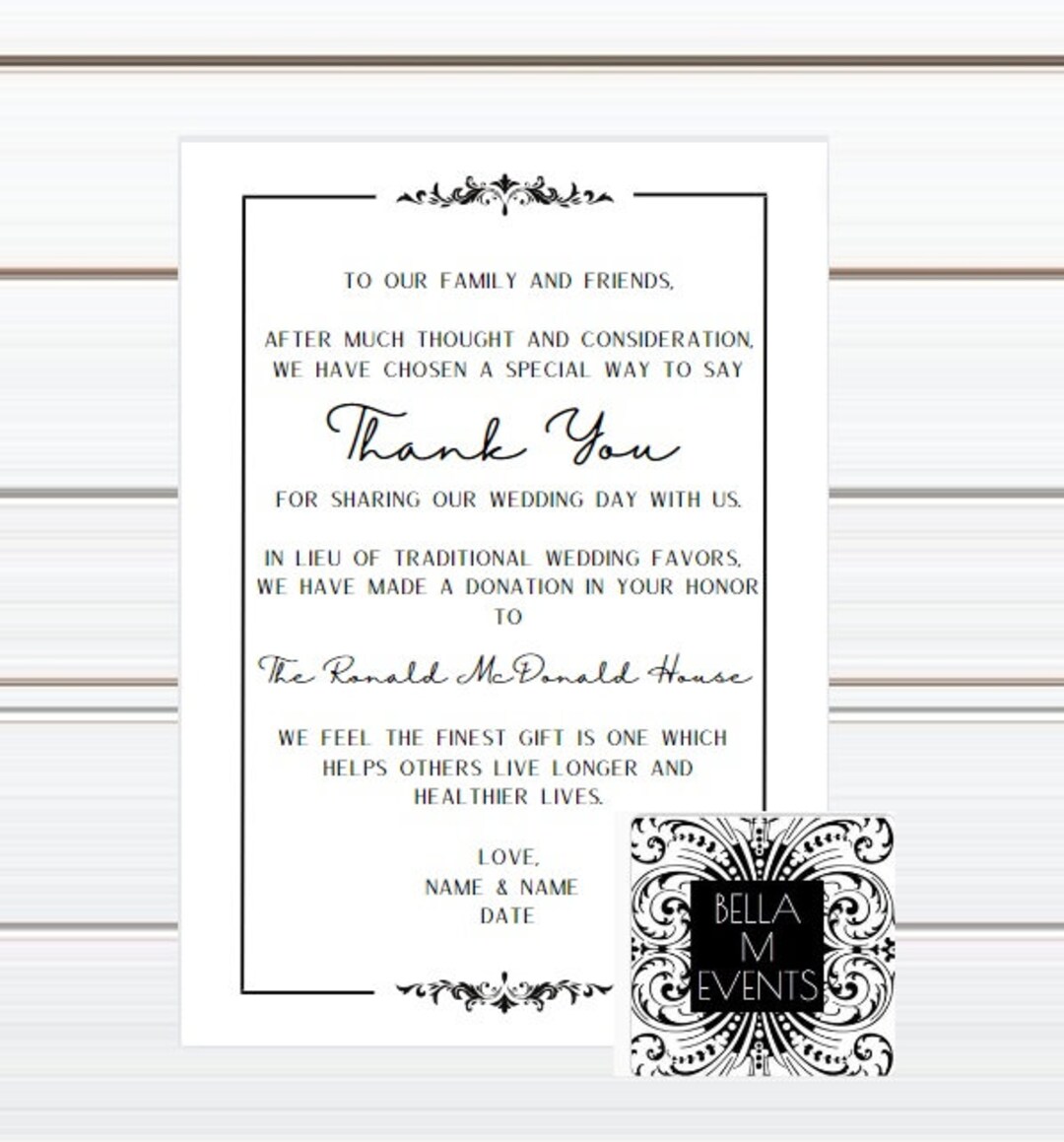 Custom Wedding Donation Sign | Printable Wedding Gift & Donation ...