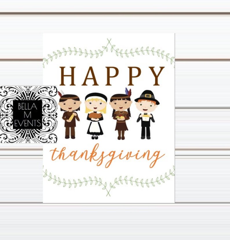 Happy Thanksgiving Printable Sign | Pilgrim Themed Holiday Sign - Etsy