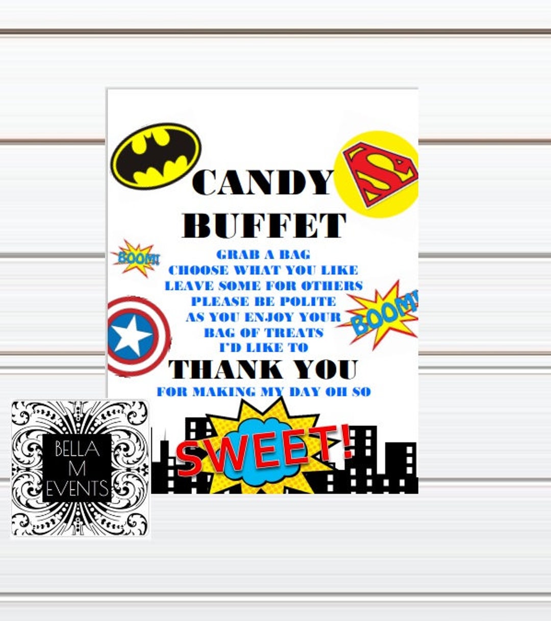 Boy Super Hero Symbols Candy Buffet Sign - Etsy