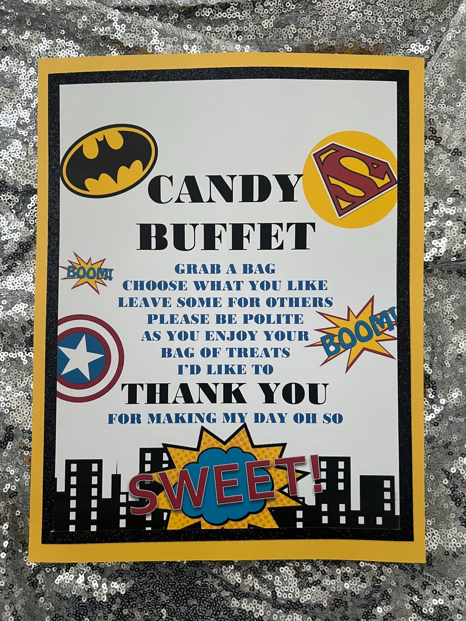 Birthday Party Sign - Super Heroes Candy Buffet Sign - Etsy