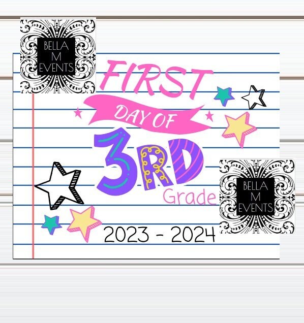 First Day of 3rd Grade Girly Printable Back to School - Etsy