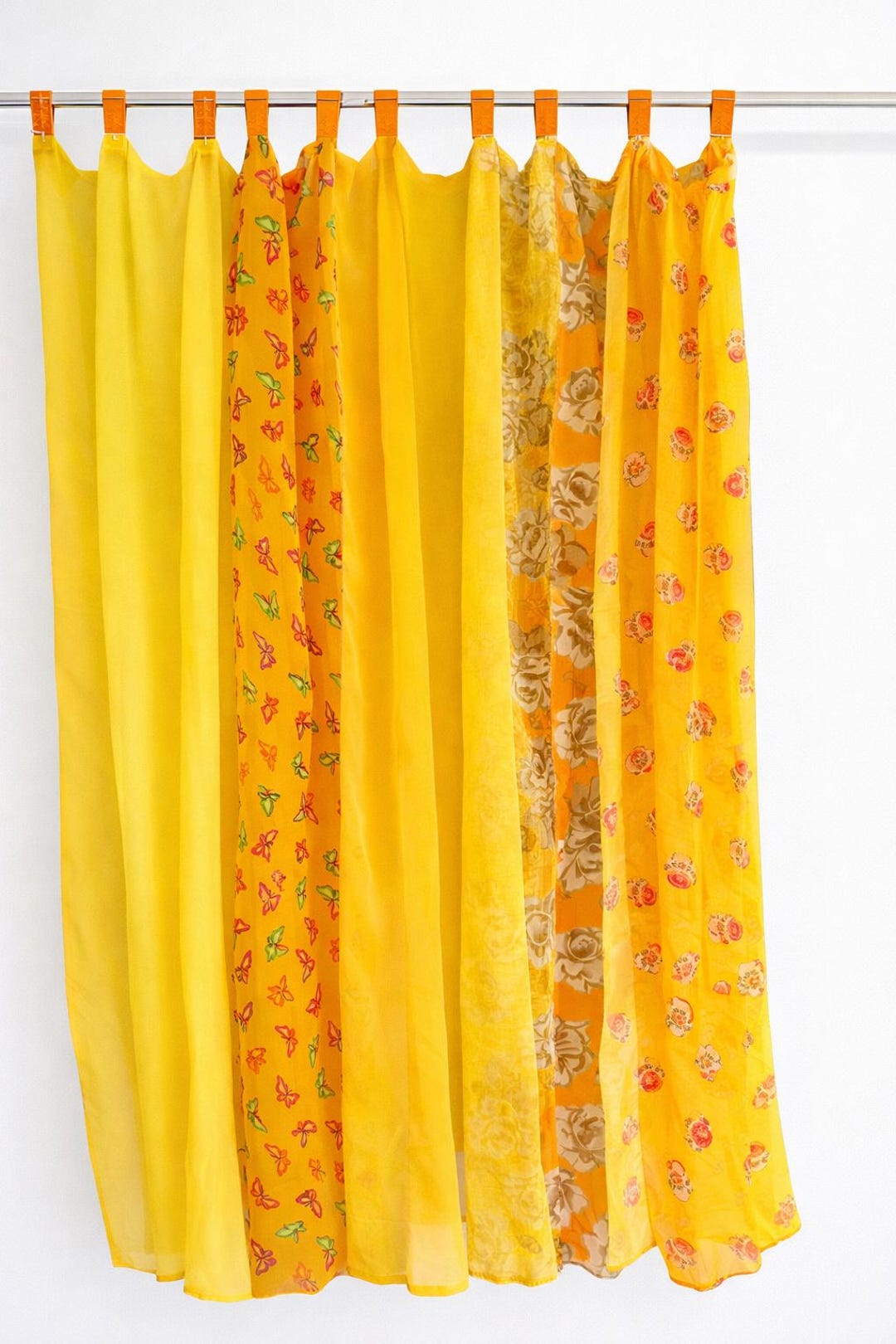 Vintage Indian Silk Sari Curtain: Boho Patchwork Window Drape Handmade ...