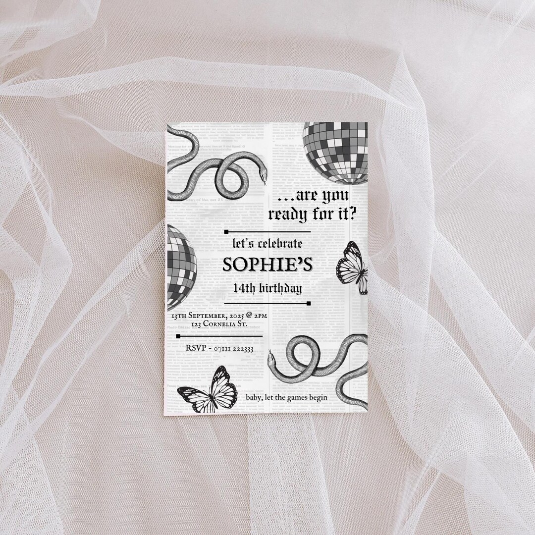 Editable Taylor Swift Reputation-inspired Birthday Invitation | Digital ...