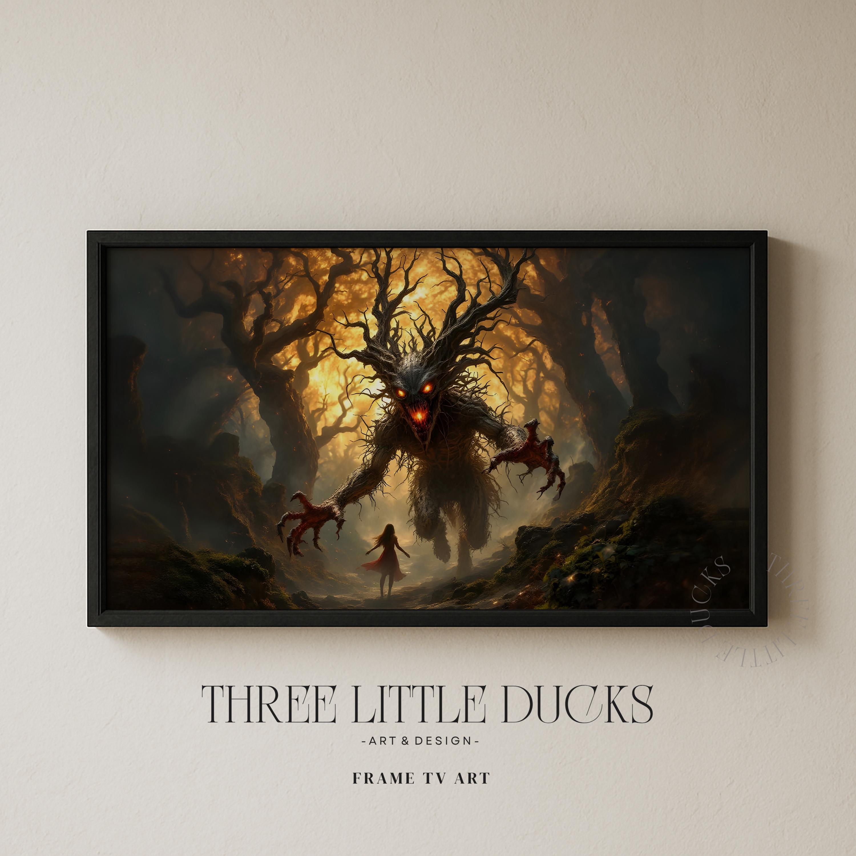 Enchanted Forest Monster Frame TV Art, Dark Fantasy Autumn Fall Wall ...