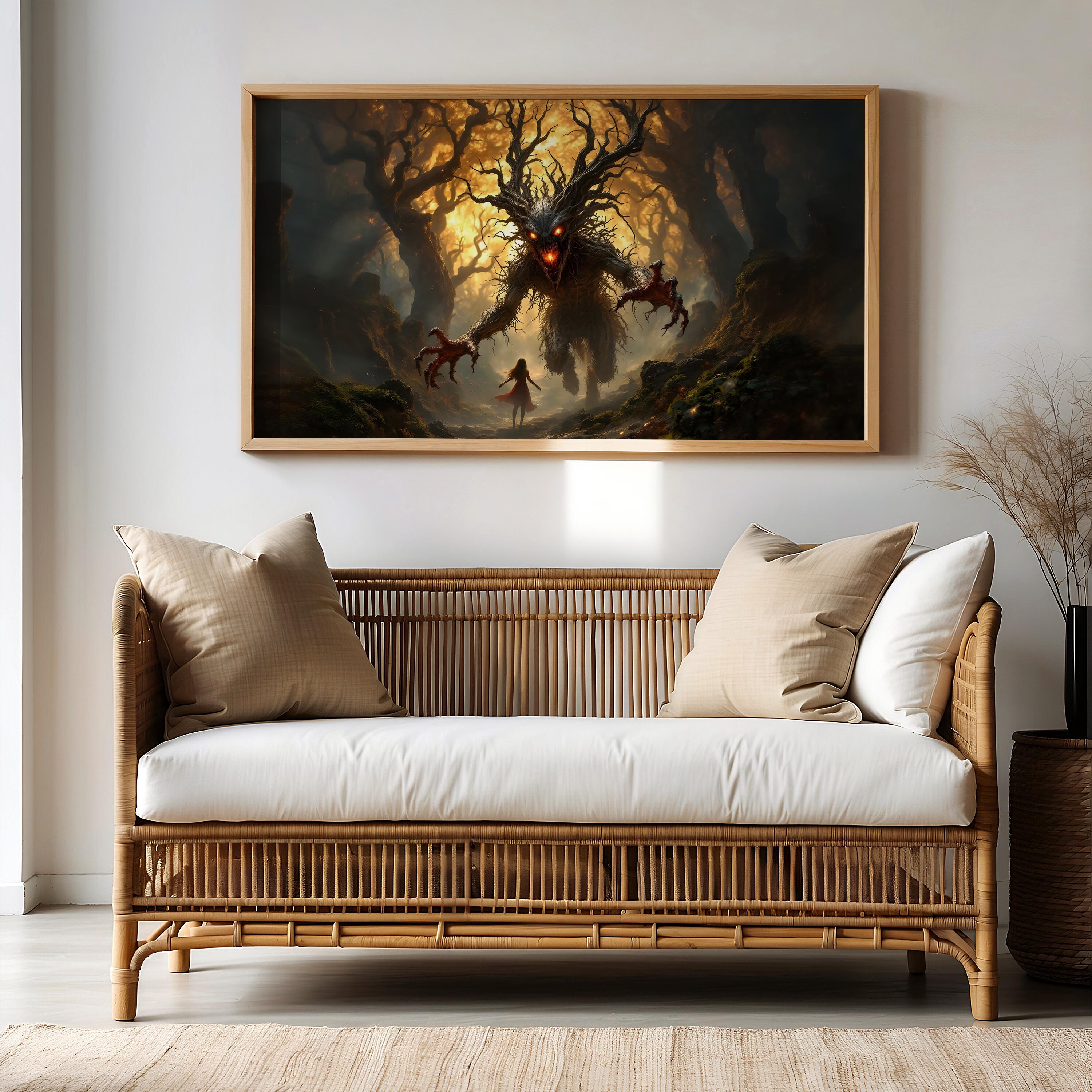 Enchanted Forest Monster Frame TV Art, Dark Fantasy Autumn Fall Wall ...