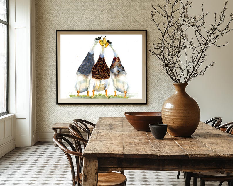 Three Messy Ducks Watercolor Art Print – Whimsical Farmhouse Decor ...