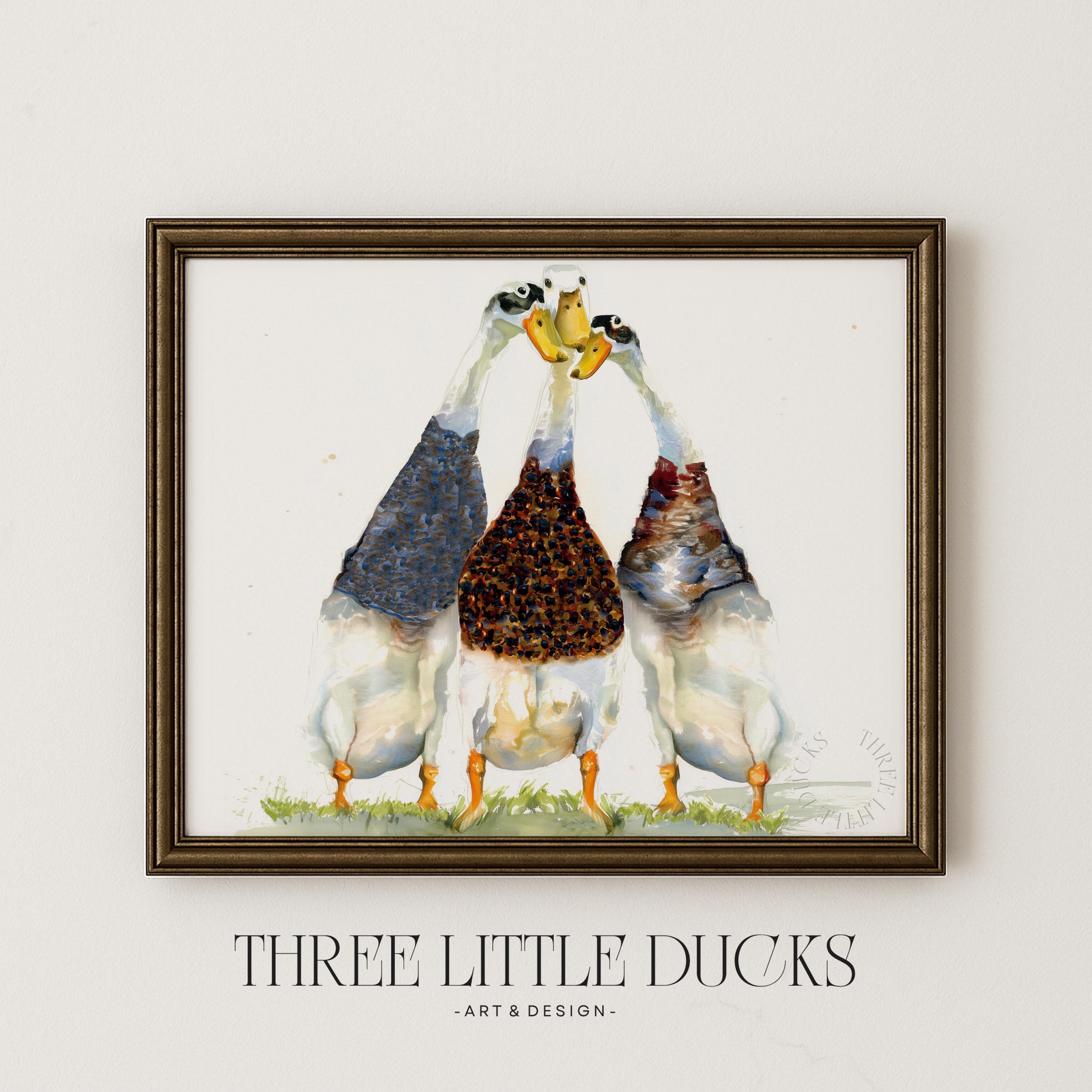 Three Messy Ducks Watercolor Art Print – Whimsical Farmhouse Decor ...
