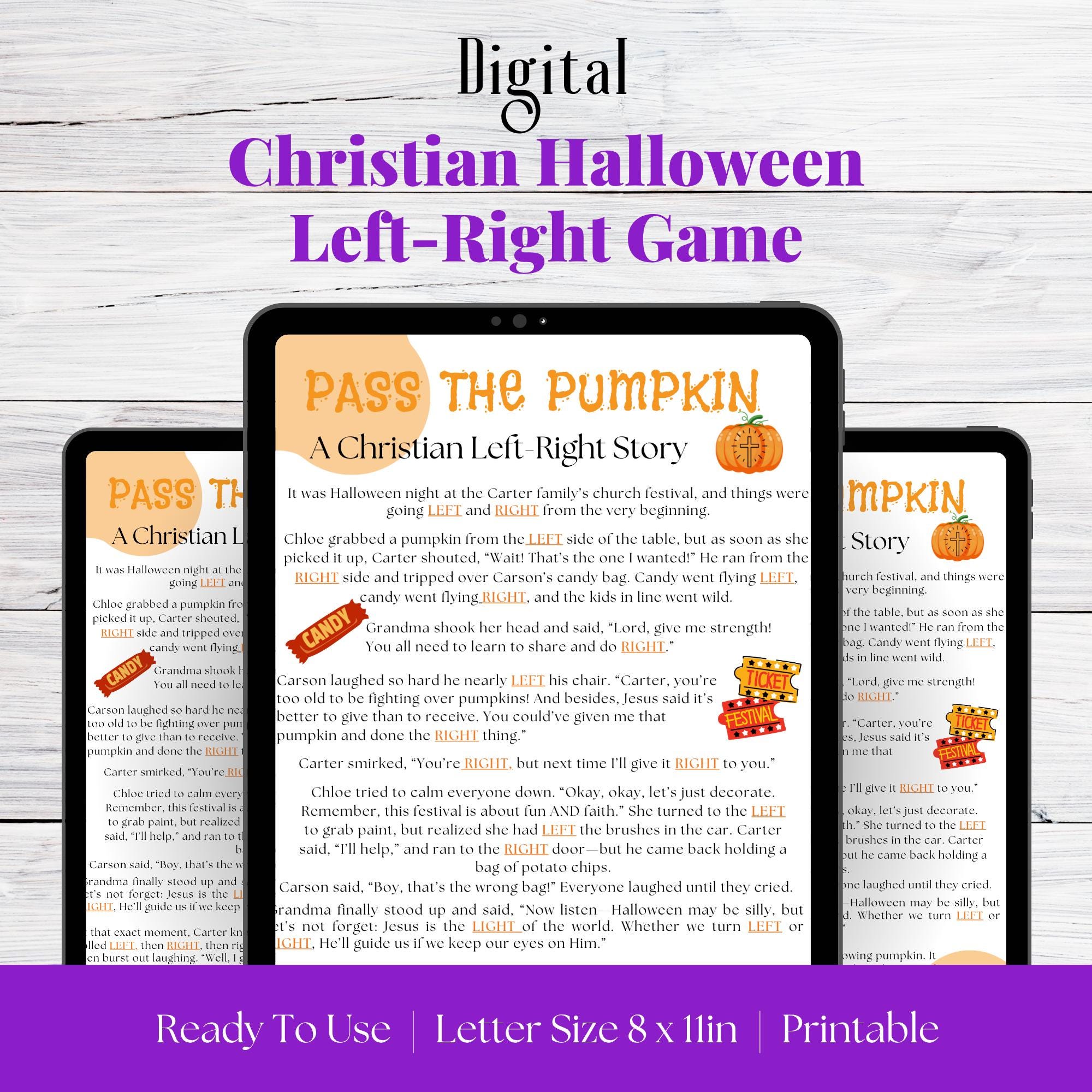 Pass the Pumpkin Game: Christian Halloween Left-right Story (digital ...