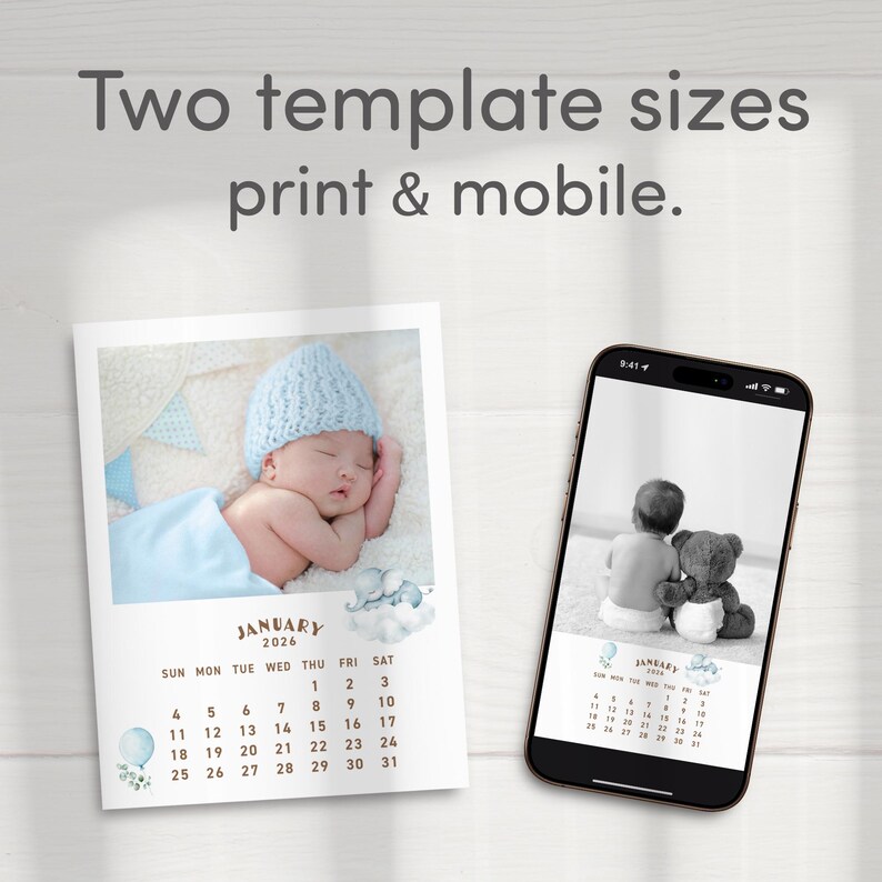 2026 Calendar, Editable Canva Template, Baby Photo Gift, Printable ...