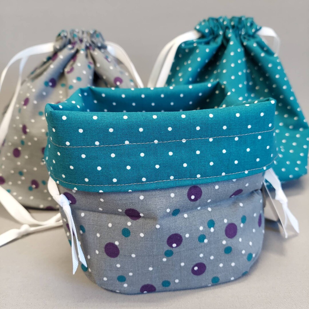 Single Sack Project Bags in Polka Dots, in Two Sizes Reversible - Etsy