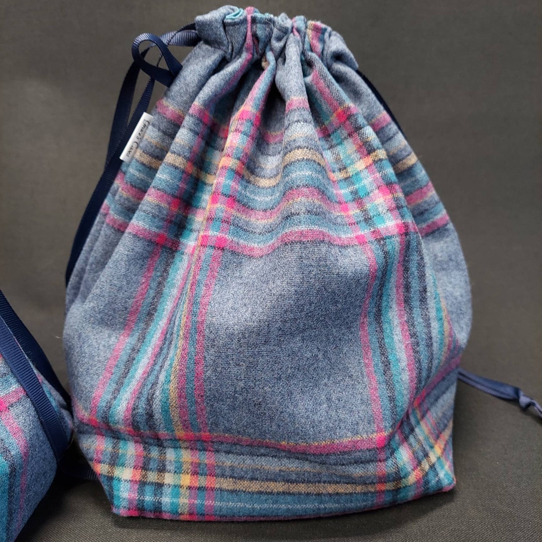 Single Sack Project Bags in Pendletonwool Plaid on Blue, in Three Sizes ...