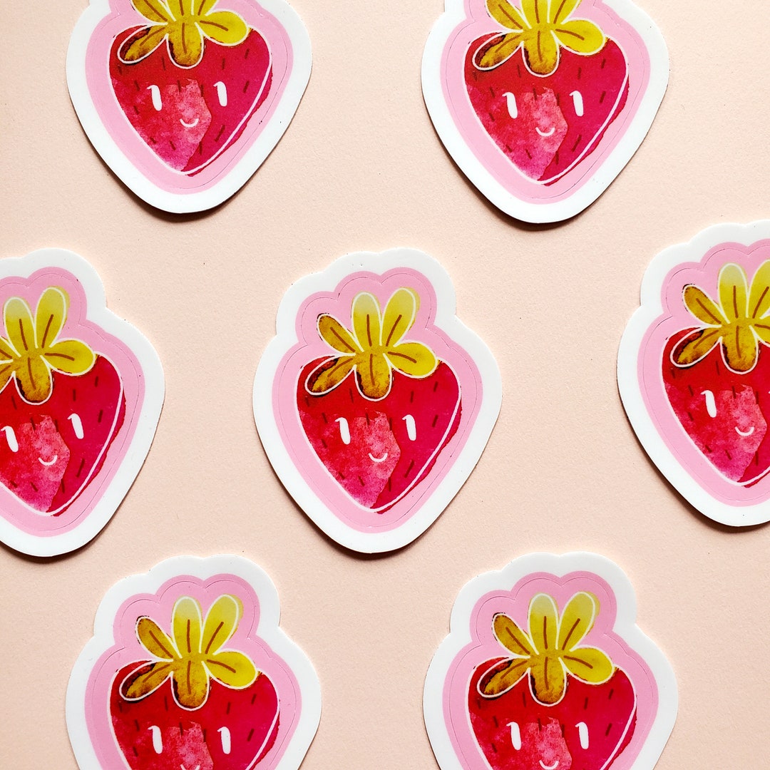 Strawberry Vinyl Sticker - Etsy